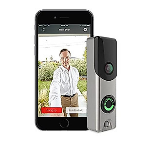 Skybell Slim Line II Silver Wi-fi Video Doorbell Camera for Alarm.com ADC-VDB105X Bundled with 4 inch Warning Sticker. Not Compatible with The Skybell app. Monthly Paid Subscription Required