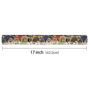 RUSPEPA Kraft Wrapping Paper Roll - Mini Roll - Colorful Dinosaur Design Great for Kids' Birthday, Boys' Birthday Party and More - 17 Inches X 16.5 Feet