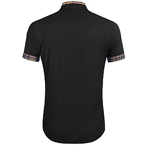 COOFANDY Men's Button Up Shirts Short Sleeve Business Casual Dress Shirts for Men Black