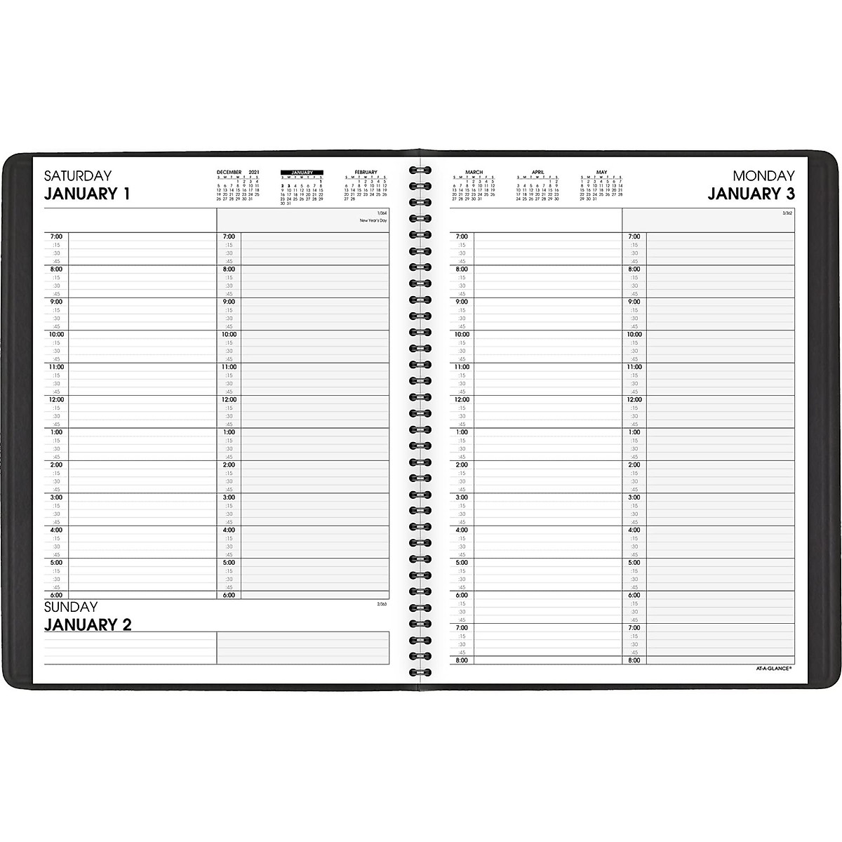AT-A-GLANCE 2022 Two Person Daily Appointment Book & Planner by AT-A-GLANCE, 8" x 11", Large, Black (7022205)