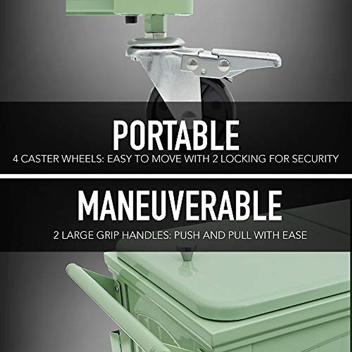 Permasteel PS-203F1-SAGE-AM 80 Quart Portable Rolling Patio Cooler, Sage