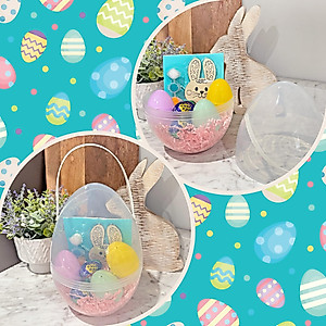 Cornucopia Brands Jumbo Plastic Easter Eggs (4-Pack, 10-Inch); Giant Clear Egg-Shaped Buckets w/Handles