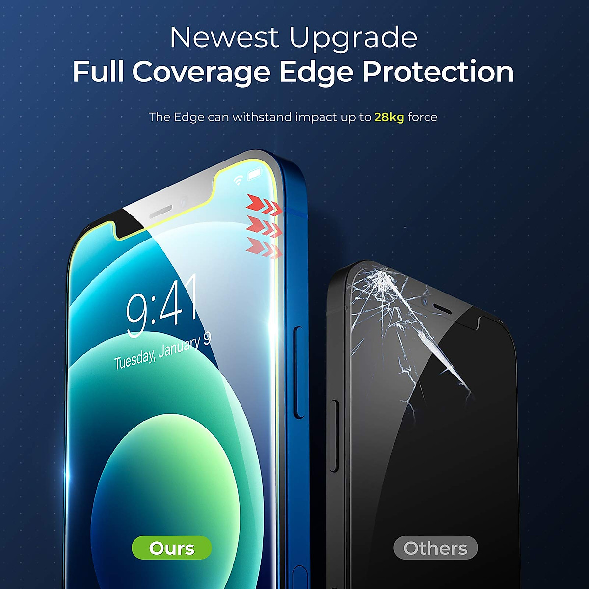 ORIbox Glass Screen Protector for iPhone 12 Pro, 3 Packs Anti-Scratch HD Tempered Glass Screen Protector with 2 Packs Camera Lens Protector, Clear