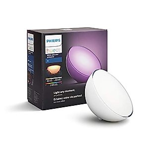 PHILIPS Hue Go White and Color Portable Dimmable LED Smart Light Table Lamp (Requires Hue Hub, Works with Alexa, HomeKit and Google Assistant), White