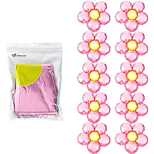 Charnoel 12 Pcs Light Pink Flower Balloon Huge Aluminum Foil Balloons Pastel Pink Balloons Flower Shaped Groovy Balloons Floral Balloons for Baby Shower Wedding Birthday Anniversary Party Decorations
