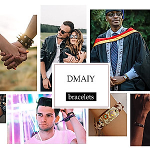Dmaiy Punk Leather Bracelets Star Studded Bracelet Gothic Rock Bracelets Black Adjustable Cuff Wristband for Women and Men (Black star)