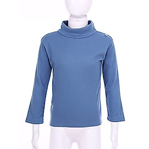 YiZYiF Kids Base Layer Tops Thermal Underwear Boys Girls Long Sleeve Mock Neck Winter Warm Shirts Baselayer T-Shirts Blue 9-10 Years