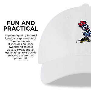 Disney Women's Baseball Cap, Minnie Mouse Adjustable Hat for Adult, White, One Size