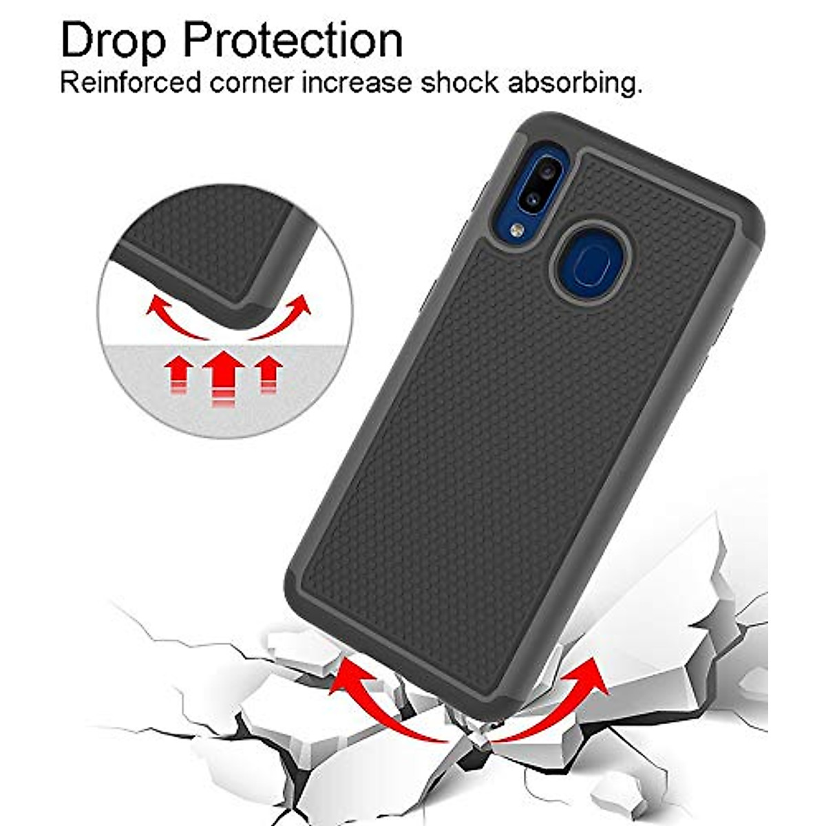 Dahkoiz for Samsung Galaxy A20/A30 Case with Tempered Glass Screen Protector, Dual Layer Drop Protection Cover Protective Phone Case for Samsung Galaxy A20/A30, Black