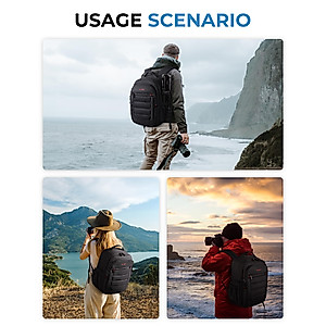 BAGSMART Camera Bag, DSLR SLR Small Camera Backpack Fits 13 Inch Laptop, Anti-theft Photography Backpacks with Rain Cover, Tripod Holder, Black