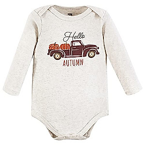 Hudson Baby Unisex Baby Cotton Long-Sleeve Bodysuits Hello Autumn, 0-3 Months