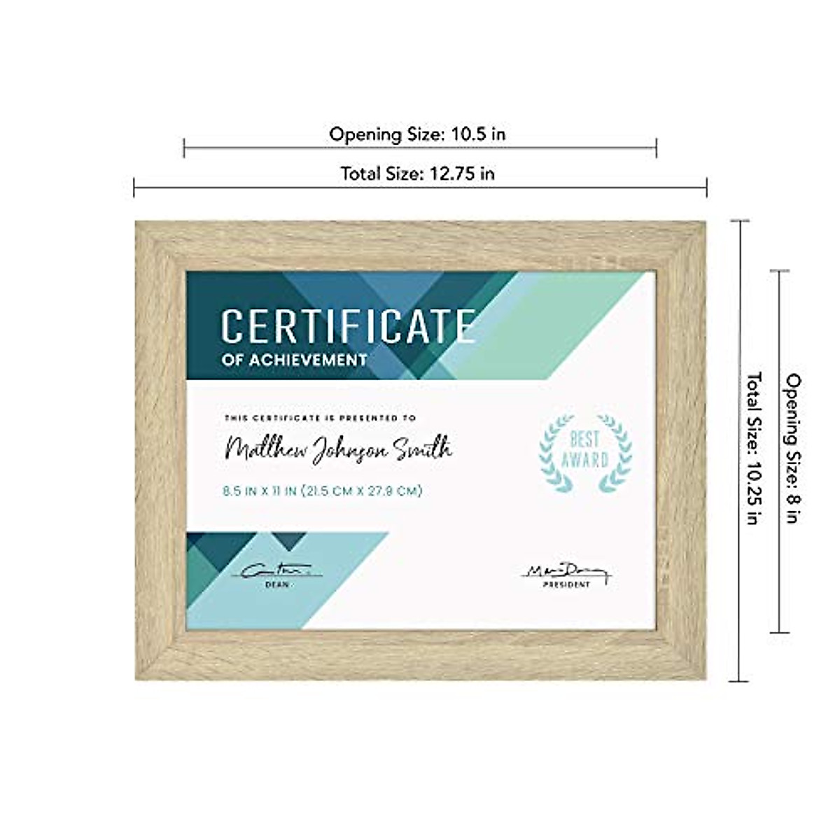 MCS Studio Gallery Document Frame, Certificate Frame Fits 8.5 x 11 Diplomas, Documents & Certificates, Natural Woodgrain, Single