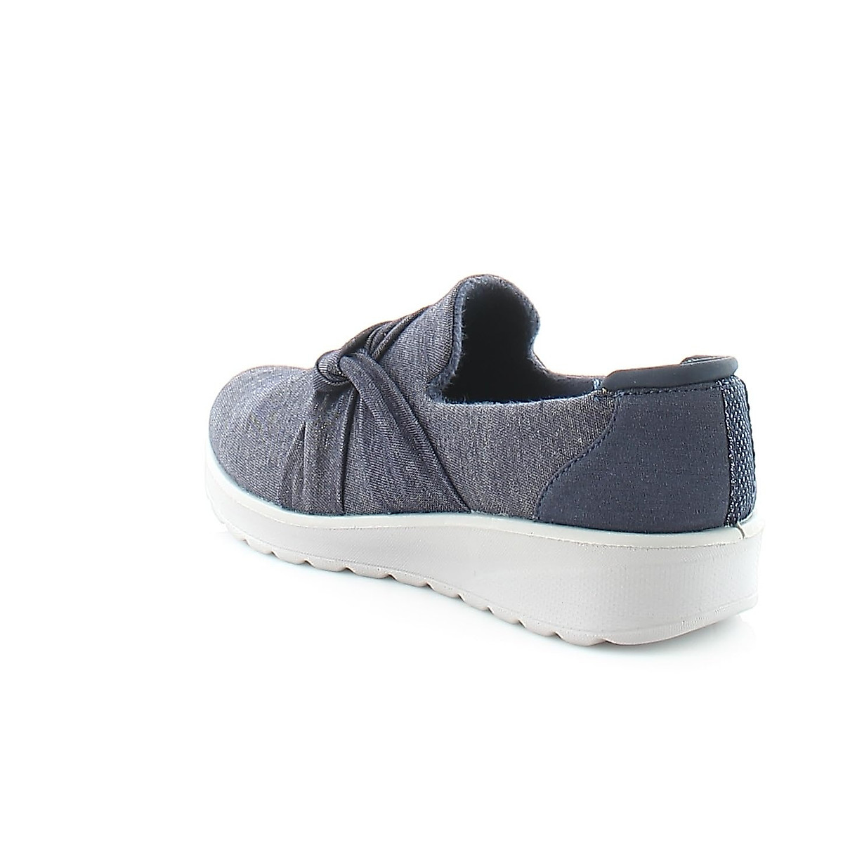 BZees Women's Glimmer Slip-Ons Loafer, Navy Blue Shimmer, 6.5 Wide