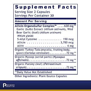 Premier Research Labs Allicidin - Garlic Allicin Supplement, Garlic Supplements, Garlic Pills, Allicin Extract, Garlic Extract, Odorless Garlic Capsules, Immune Support - 60 Vegetarian Capsules