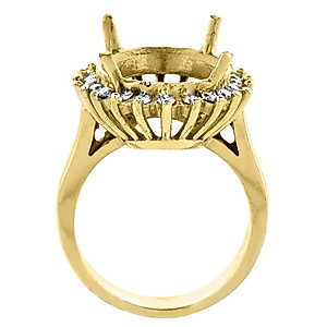 14K Yellow Gold Natural Amethyst Ring Large Oval 18x13mm Diamond Halo, size 8