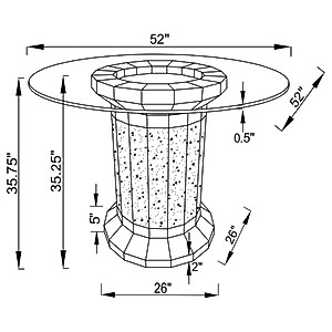 MAKLAINE Pedestal Round Glass Top Counter Height Table in Mirror