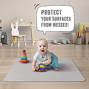 Leather Splat Mat - Waterproof Baby High Chair Floor Mat | High Chair Mat | Splat Mat for Under High Chair | Baby Food Mat | Splash and Spill Mat | Under Highchair Mat (Grey, Square)