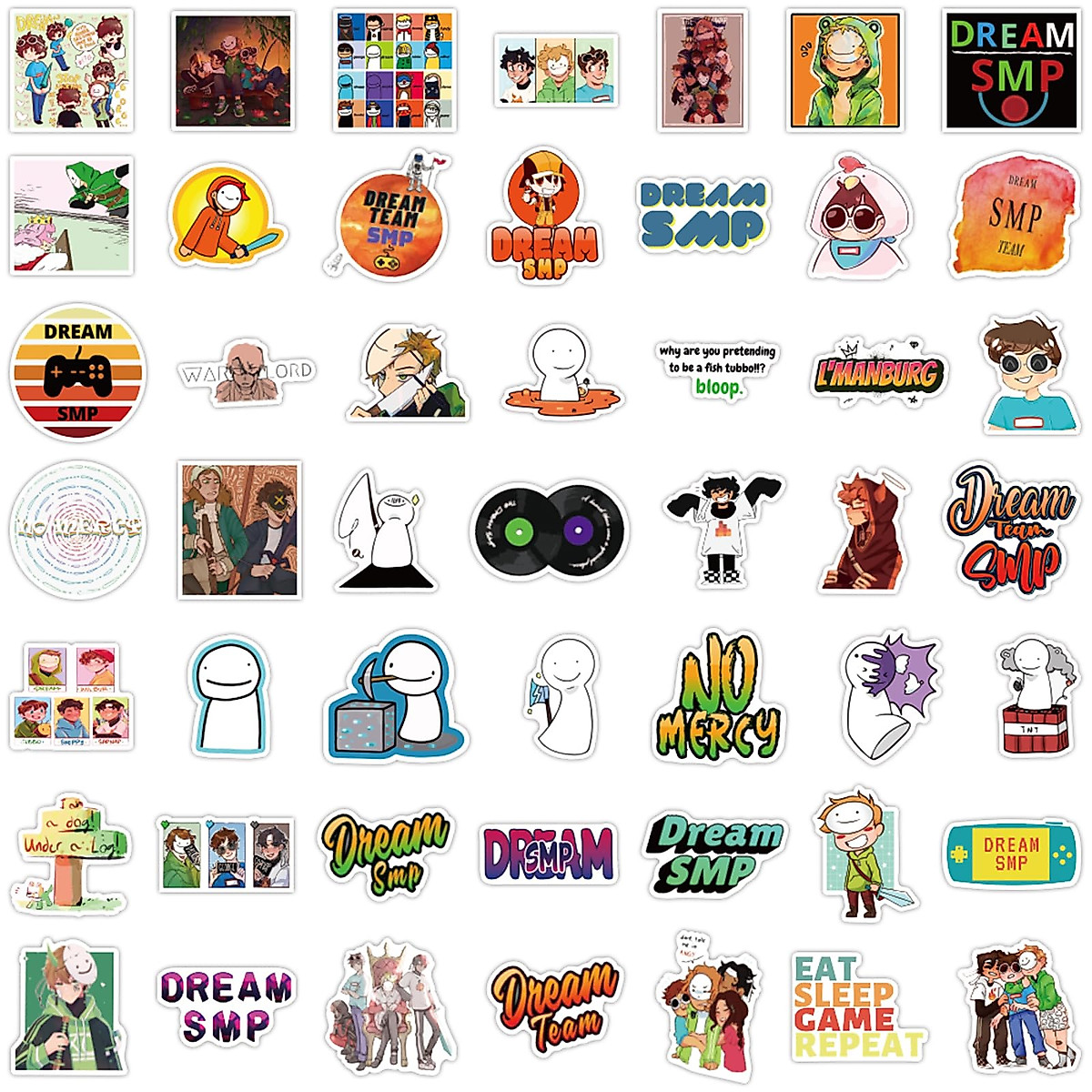 100Pcs Dreams SMP Stickers, Cool Game Dreams SMP Stickers for Kids, Cartoon Game Dreams SMP Decal Gifts, Waterproof Vinyl Stickers for Teen Adult Water Bottle, Laptop, Skateboard