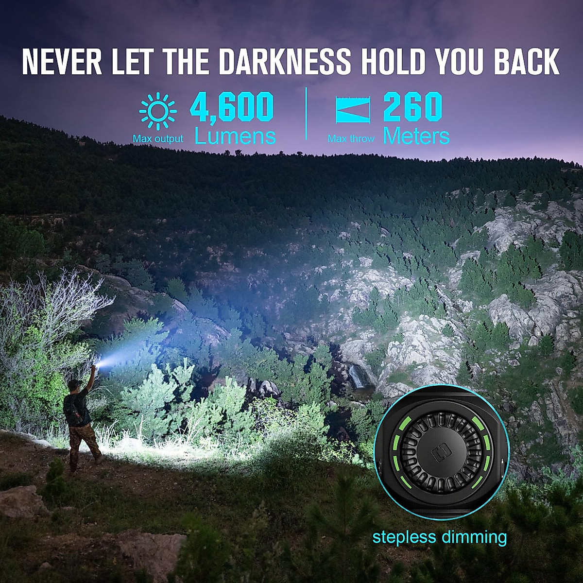 OLIGHT Seeker 4 Pro Rechargeable Flashlights, High Powerful Bright Flashlight 4600 Lumens with USB C Holster, Waterproof for Emergencies, Camping, Searching (Matte Black Cool White)