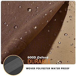 ANartcle Round Patio Table Covers 50inch,100% Waterproof 600D Heavy Duty Round PatioTable Cover,Round Patio Table Covers for Outdoor Furniture,50&quot; Dia x 23&quot; H,Beige&amp;Brown.