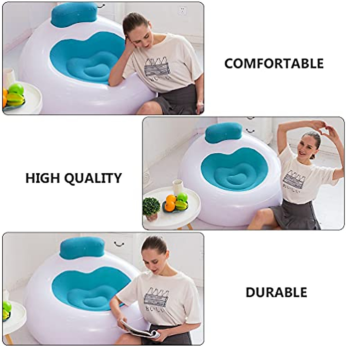 Toyvian Camping Couch Inflatable Couch Air Sofa Foldable Lazy Lounger Portable Blow Up Bean Bag Camping Furniture for Beach Backyard Lakeside Beach Camping Picnics Blue Lazy Sofa