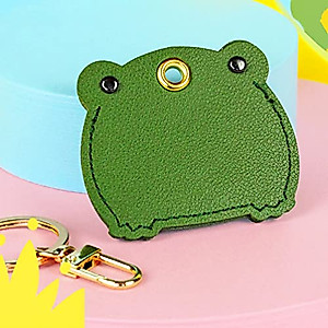 Generic Frog Keychain Frog Keychain Compatible for AirTag Keychain:Leather Tracker Cover Cute Cartoon Frog Shaped Air-Tag Holder Anti-Lost Tracker Shell for Women Key Fob Keychain Key Fob Keychain
