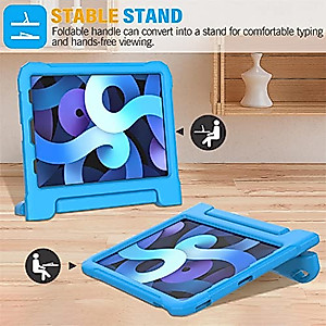 SUPLIK Kids Case for iPad Air 5th/4th Generation (10.9 inch, 2022/2020), iPad Air 10.9 Case with Screen Protector, iPad Pro 11 Protective Case with Handle Stand for Apple iPad Air 4/5 & Pro 11, Blue