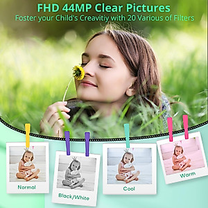 Digital Camera 1080P 44MP Digital Cameras, Digital Point and Shoot Camera for Kids with 16X Zoom, Anti-Shake, Compact Small Travel Camera for Beginner Children Boys Girls Teens Gift