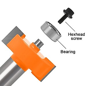 PROMSA 1/4 Inch Shank Rabbet Router Bits, 2pcs Carbide Rabbeting Router Bit Set with 5 Bearings Set (1/2", 5/8", 3/4", 7/8", 1-1/8") (1/4 Inch Router Bit Set)