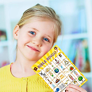 Fancy Land Bible Bingo Game for Vacation Bible School 24 Players for Kids Christian Sunday Church