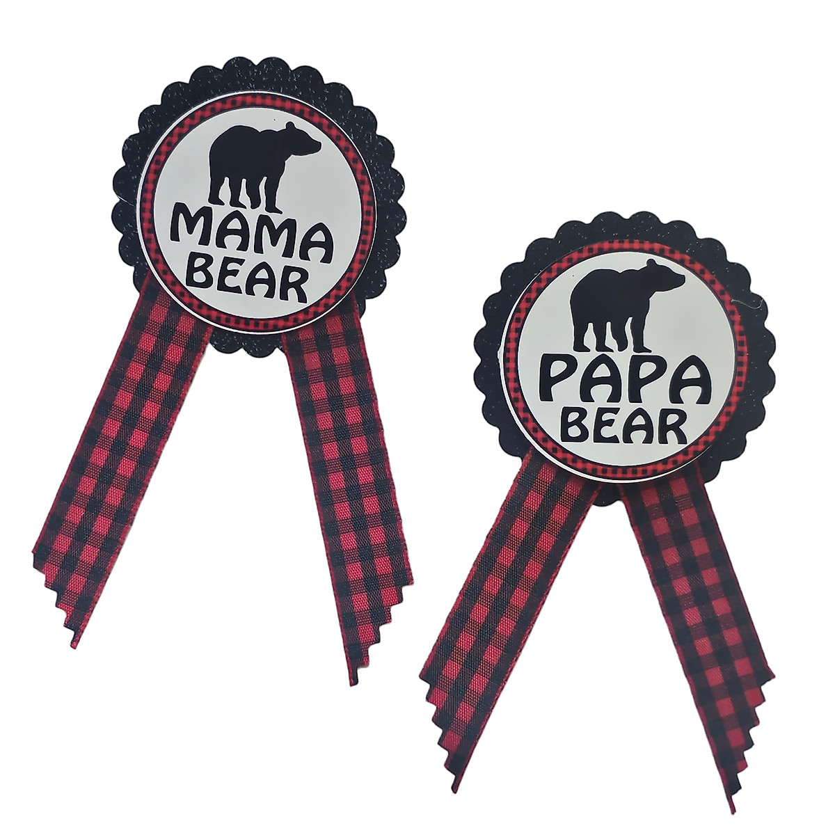 Mama Bear & Papa Bear Baby Shower Pins Daddy to Be Pin Buffalo Plaid Gender Reveal, Red & Black Pin, Baby Sprinkle