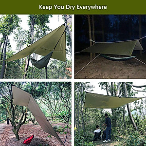 Sunyear Hammock Camping with Rain Fly Tarp and Net, Portable Camping Hammock Double Tree Hammock Outdoor Indoor Backpacking Travel & Survival, 2 Tree Straps,100% Waterproof, Black