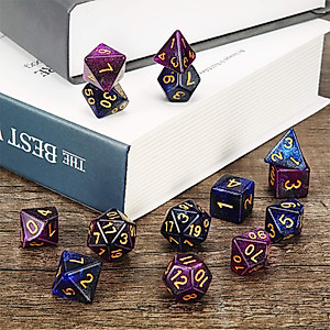 Gejoy 14 Pieces 7-die Dice Set Polyhedral Dice Compatible with Dungeons and Dragons with Black Pouch