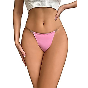 GORGLITTER Women's Clear Underwear Strap Thong Panties Invisible G String T-Back Pink Small