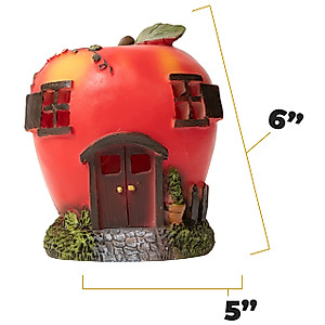 VP Home Apple Fairy House Solar Light for Home and Outdoor Decor, Apple House Solar Powered Flickering LED Garden Light Fairy House Backyard Halloween Decoration