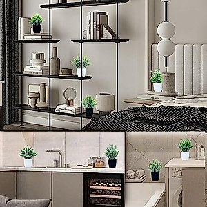 Fake Plants Mini Potted Artificial Plants, set of 8 Pack fake Plastic Eucalyptus Houseplants Greenery in Pot, Small Faux Plants Decor for Bathroom Home Office Farmhouse Desk Shelf(white,black)