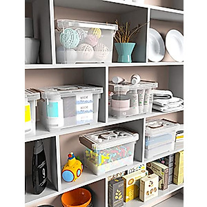 WYT 4 Quart Clear Storage Latch Bins, 4 Pack Clear Stackable Storage Organizer Box with Brown Latching Handle and Lid