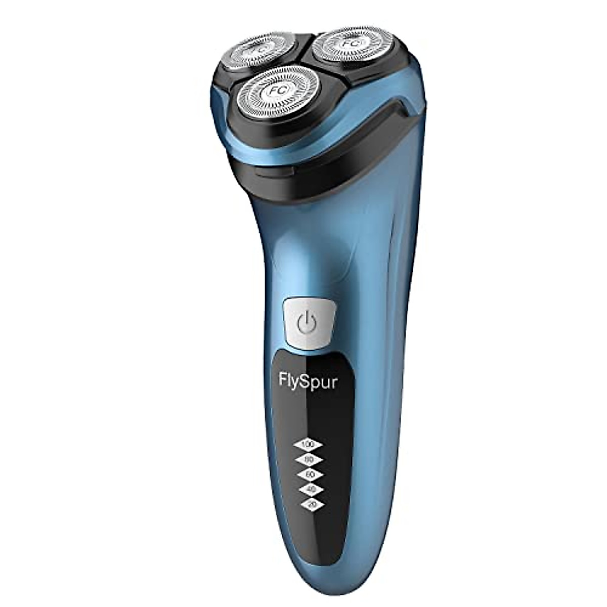 Electric Razor for Men，FlySpur Shaver Rotary Cordless Beard Pop-trimmer Wet Dry Shaver IPX7 100% Waterproof with Time Display