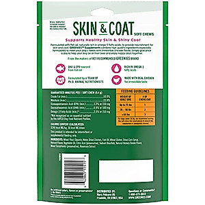GREENIES Skin & Coat Food Supplements with Fish Oil & Omega 3 Fatty Acids, 40-Count Chicken-Flavor Soft Chews for Adult Dogs