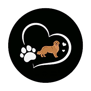 Golden Retriever With Paw Print And Hearts On Black PopSockets Swappable PopGrip
