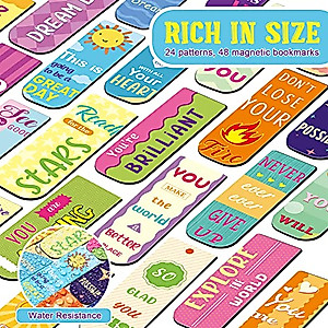 30 Pcs Inspirational Bookmarks Magnetic Bookmarks for Students Encouraging Motivational Magnetic Book Marker Clip Cute Positive Bookmarks for Kids Teachers School Reading Lovers 2.4 x 0.8 Inch