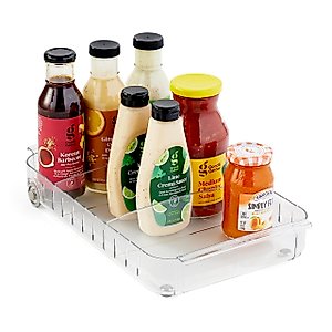 YouCopia RollOut Fridge Caddy BPA-Free Clear Rolling Refrigerator Organizer Bin with Adjustable Dividers and Handles, 9" Wide