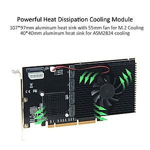 A ADWITS Quad M.2 NVMe SSD PCIe X16 Adapter,ASM2824 PCI Express 3.0 X16 Switch to 4 Ports M.2 Adapter Card,Supports RAID,PCIe Bifurcation,4 X4 NVMe(AHCI Compatible)M.2 SSD in Size 2242/2260/2280/22110