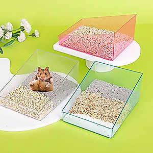 Acsist Hamster Sand Bath Container Acrylic Sand-Bath Box Guinea Pigs Bathroom Shower Toilet Digging Sand Small Animals Bathtub for Gerbil Guinea Pig Hedgehog(Pink)