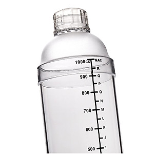 2pcs Plastic Cocktail Shaker, Transparent Drink Mixer Wine Shaker with Scales and Strainer Top for Bar Party Home Use (33oz/1000cc)
