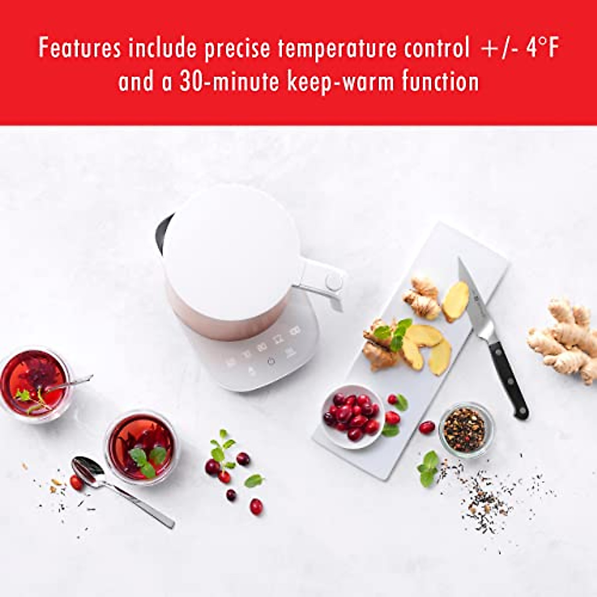 ZWILLING Enfinigy 1.56-qt Cool Touch Stainless Steel Electric Kettle Pro, Tea Kettle, Rose