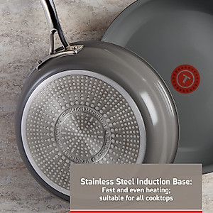 T-fal Ceramic Excellence Reserve, Ceramic Non Stick Universal Pan w/ Glass Lid 5.5 Quart, Induction Oven Broiler Safe 500F, Healthy Cooking, Easy Cleaning, Heat Indicator, Cookware, Pots and Pans Grey