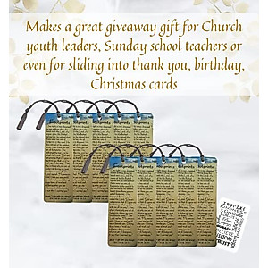 Footprints in The Sand Bookmark - with Gray Tassel| 10 Footprints Poem Bookmark, 1 Pocket Size Motivational Card | Inspirational Christian Cardstock Prayer Bookmarks Set for Bible Study, Book, Journal