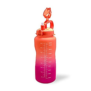 Mayim Half Gallon/ 64oz Motivational Water Bottle With Time Marker & Removable Straw | Gym & Sports Large Water Jug | Easy Carry Handle