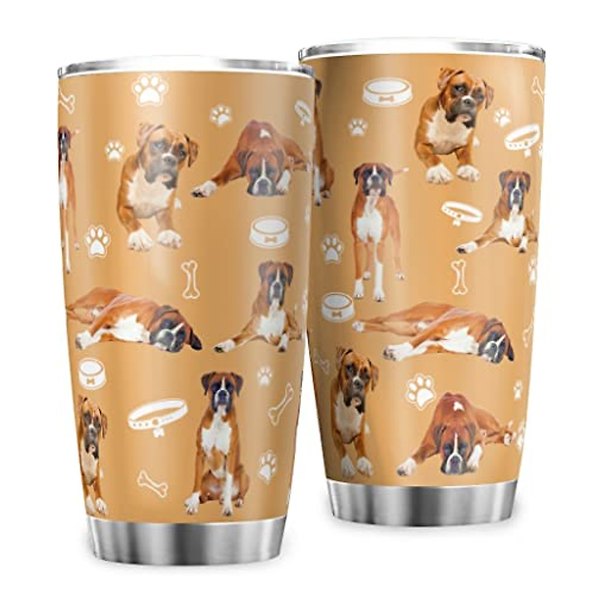 WmhrYpzhL Boxer Travel Mug Dog Coffee Cup Stainless Steel Insulation Tumbler with Lid For Ice Drinks＆Hot Beverage Gifts Boxer